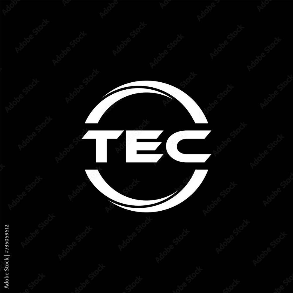 TEC letter logo design with black background in illustrator, cube logo ...