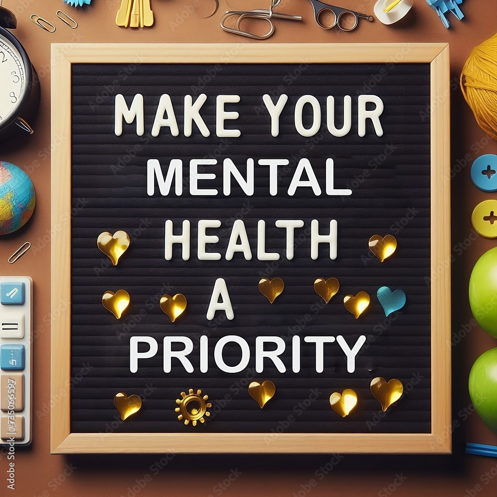 Make your mental health a priority text typo motivational quote on the ...