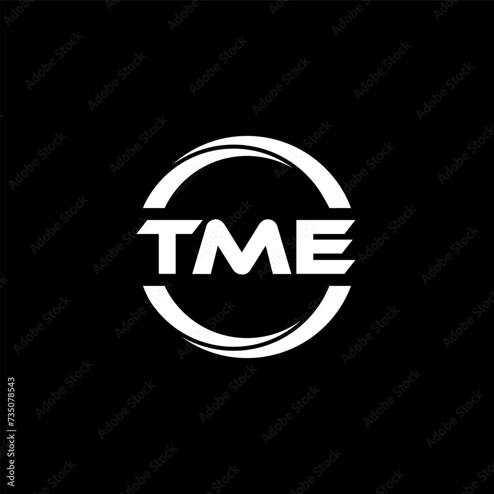 TME letter logo design with black background in illustrator, cube logo ...