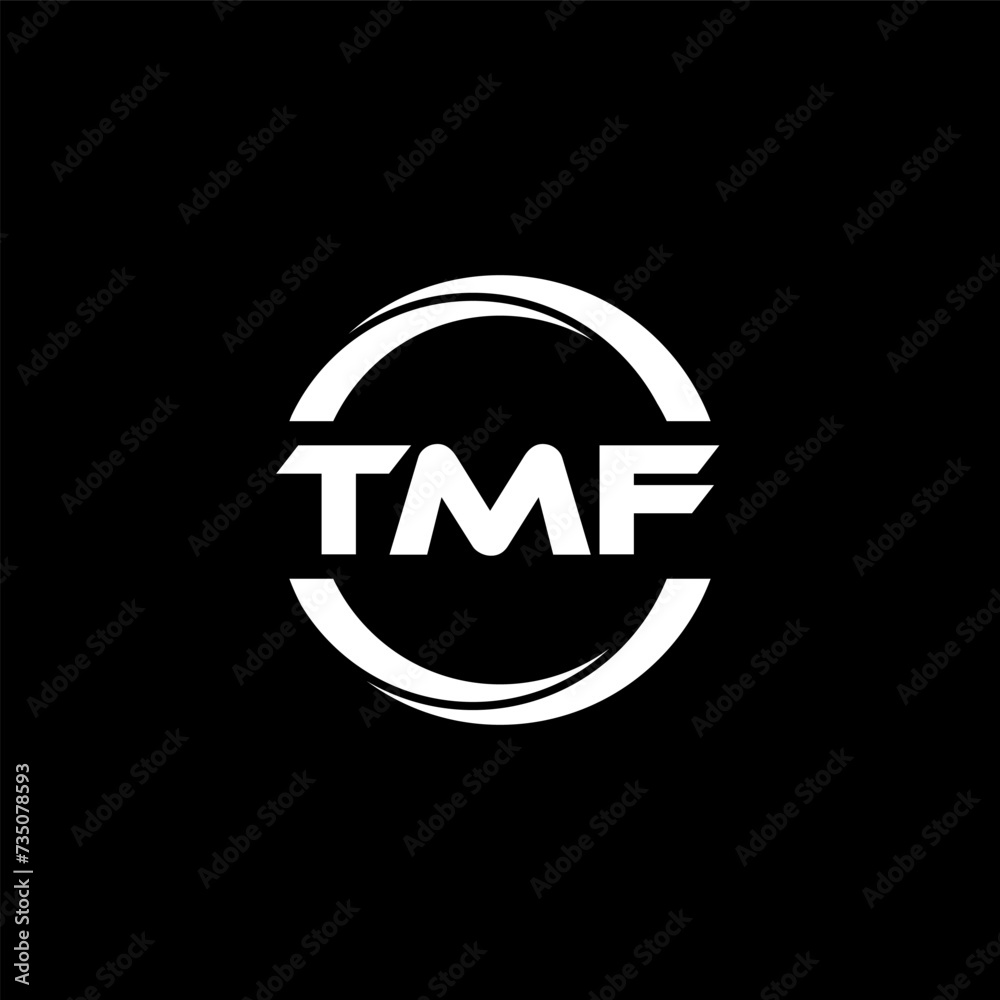 TMF letter logo design with black background in illustrator, cube logo ...