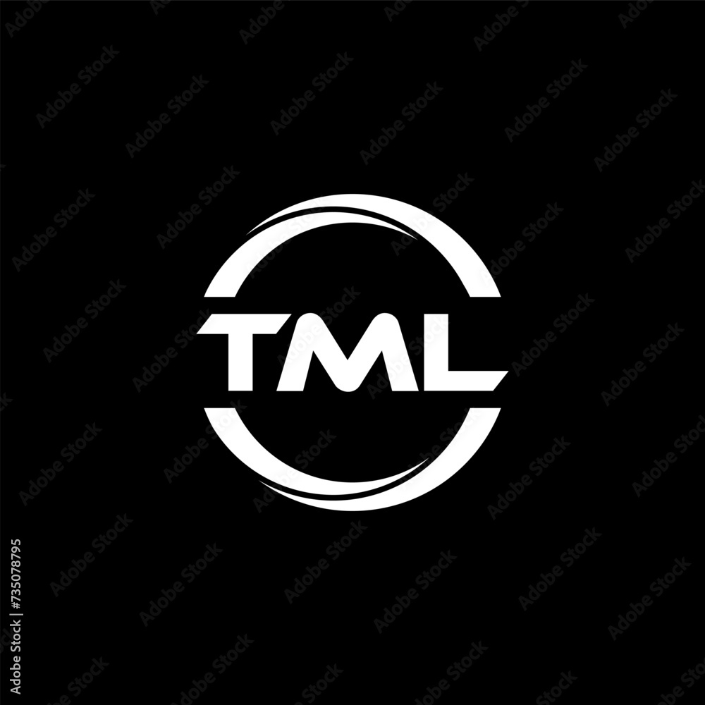 TML letter logo design with black background in illustrator, cube logo ...