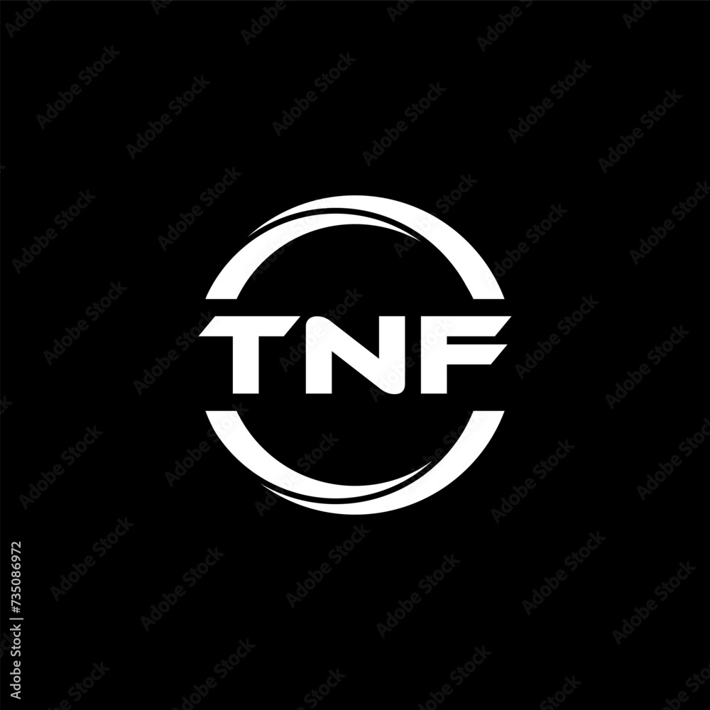 Vetor do Stock: TNF letter logo design with black background in ...