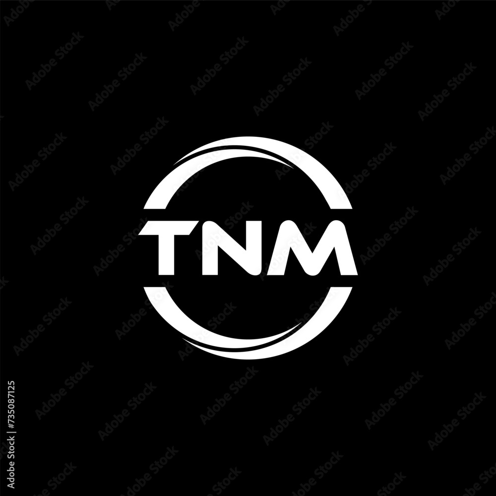 TNM letter logo design with black background in illustrator, cube logo ...