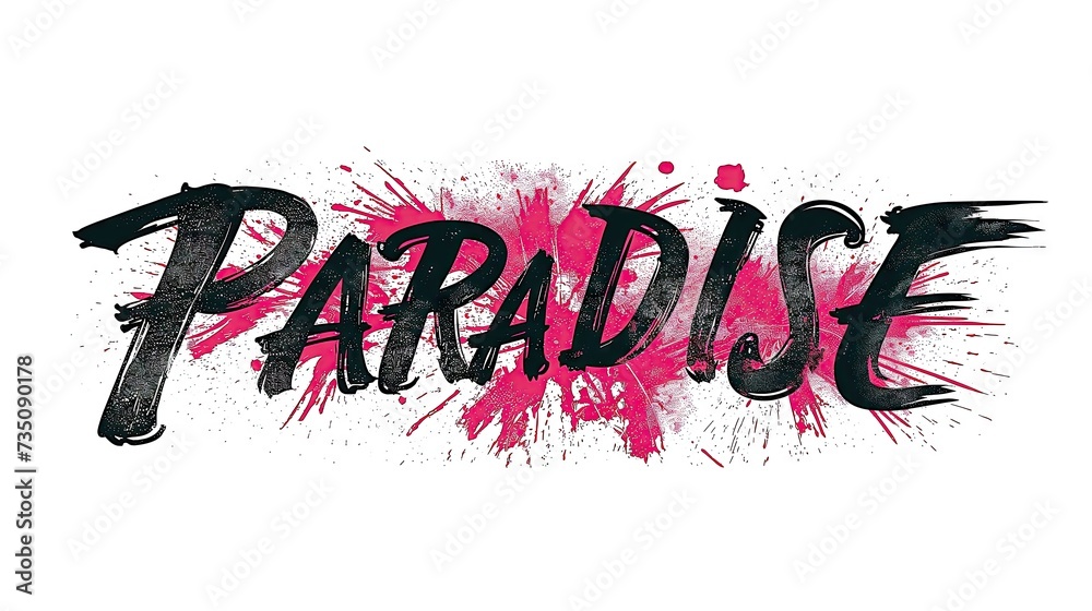 Word PARADISE Handwritten Calligraphy Text in graffiti-style with spray ...