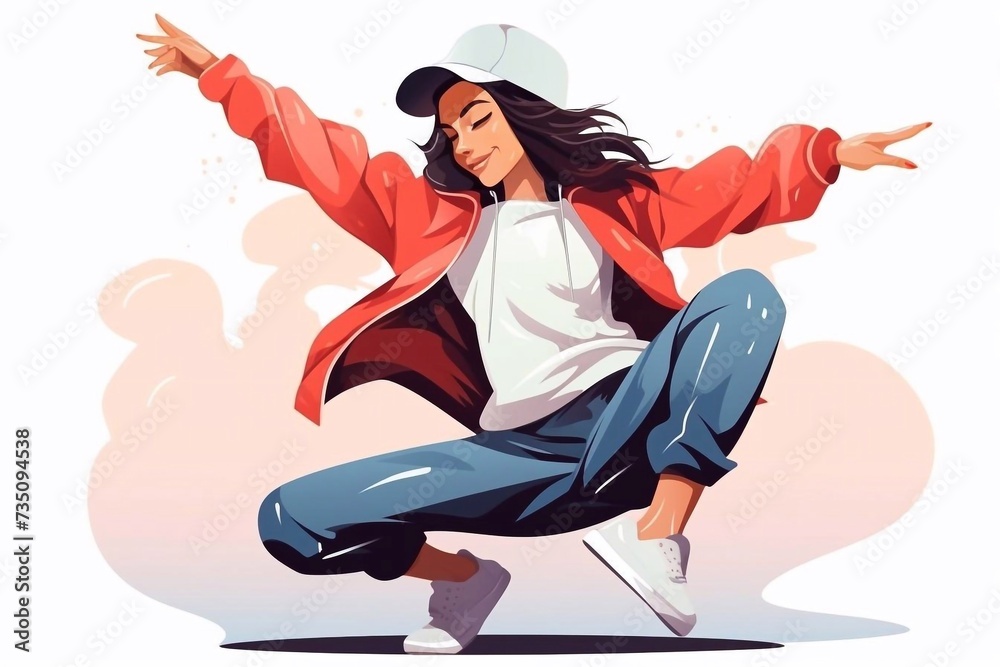 Dancing girl funny break dance, happy rhythmically waving. Playful ...