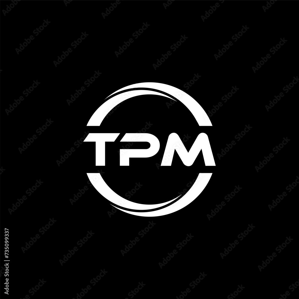 TPM letter logo design with black background in illustrator, cube logo ...