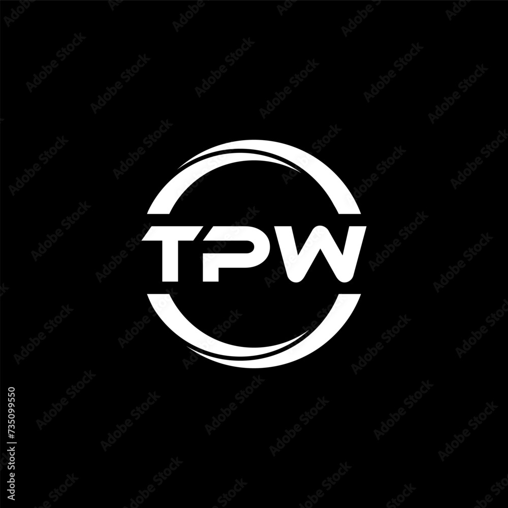 TPW letter logo design with black background in illustrator, cube logo ...