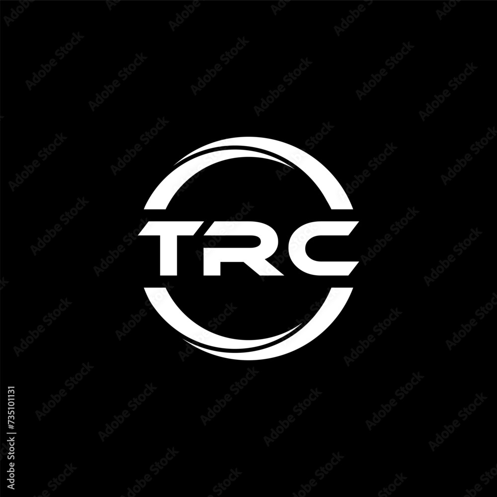 TRC letter logo design with black background in illustrator, cube logo ...