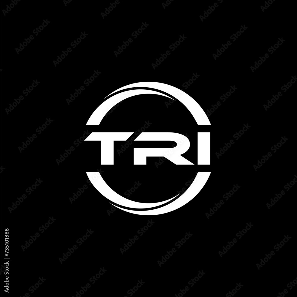 TRI letter logo design with black background in illustrator, cube logo ...