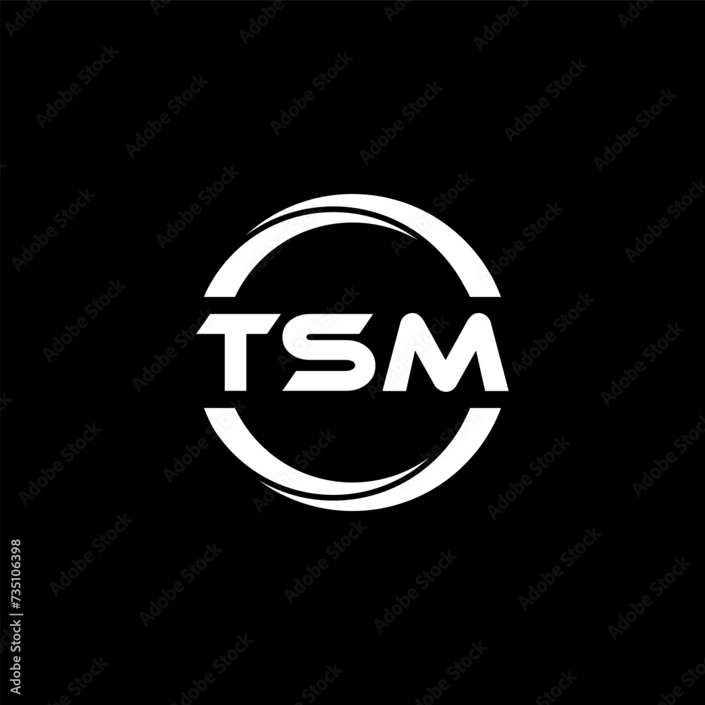 TSM letter logo design with black background in illustrator, cube logo ...