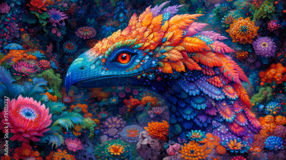 Vibrant Aztec Feathered Serpent Quetzalcoatl in Colorful Jungle: Symbol ...