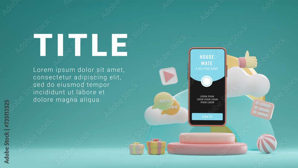 Trendy 3D App Presentation Stock Template | Adobe Stock