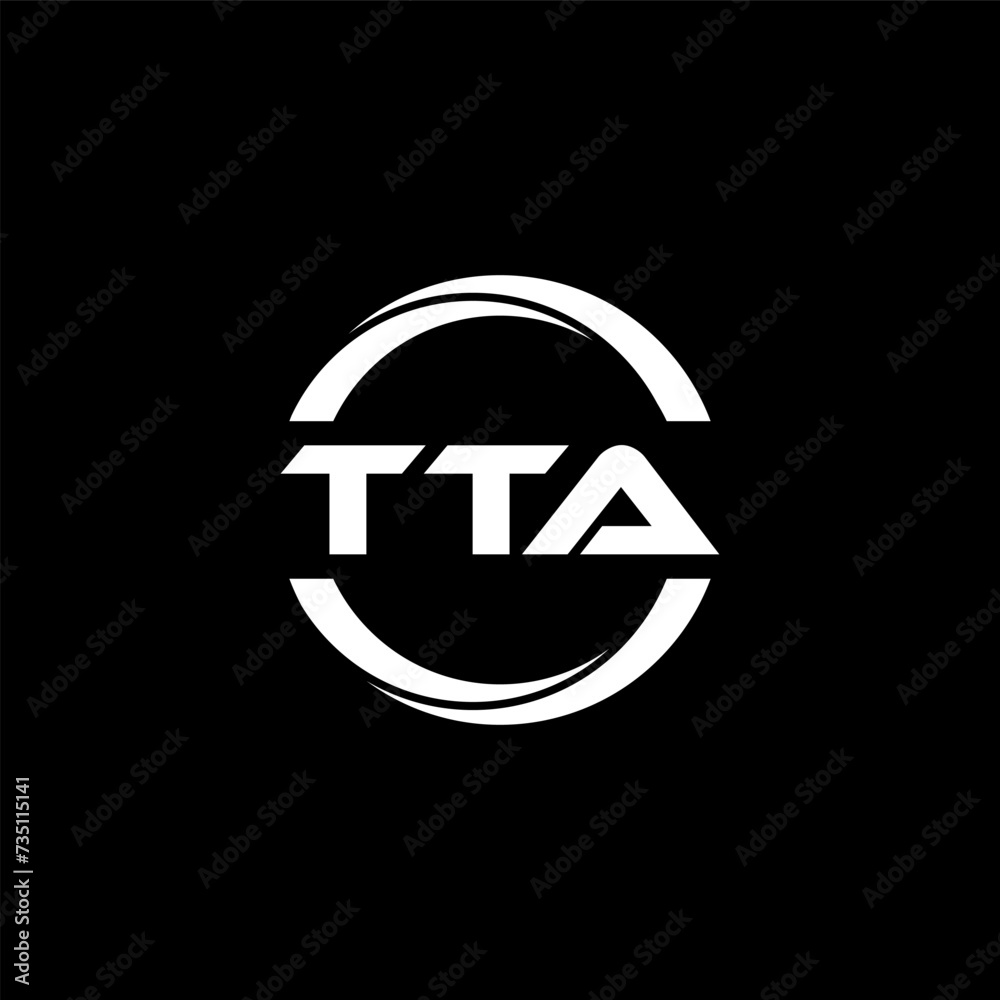 TTA letter logo design with black background in illustrator, cube logo ...
