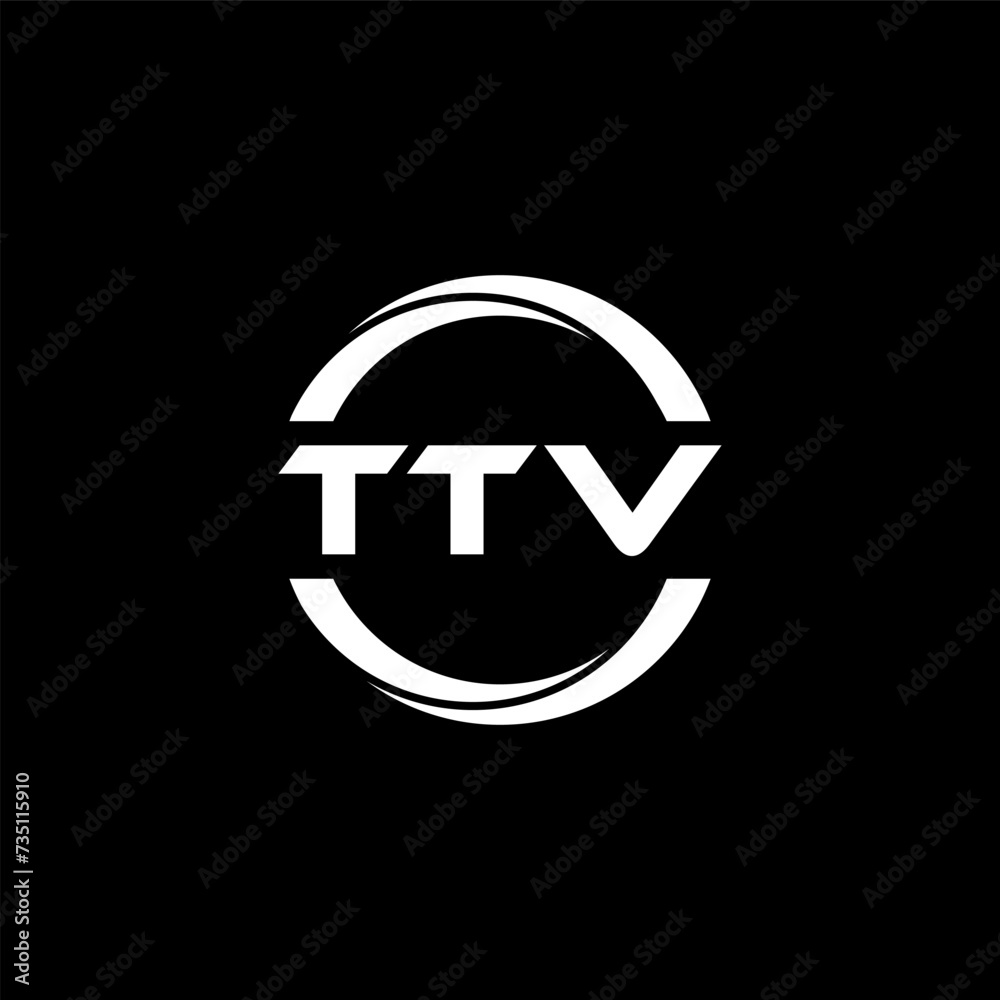 TTV letter logo design with black background in illustrator, cube logo ...