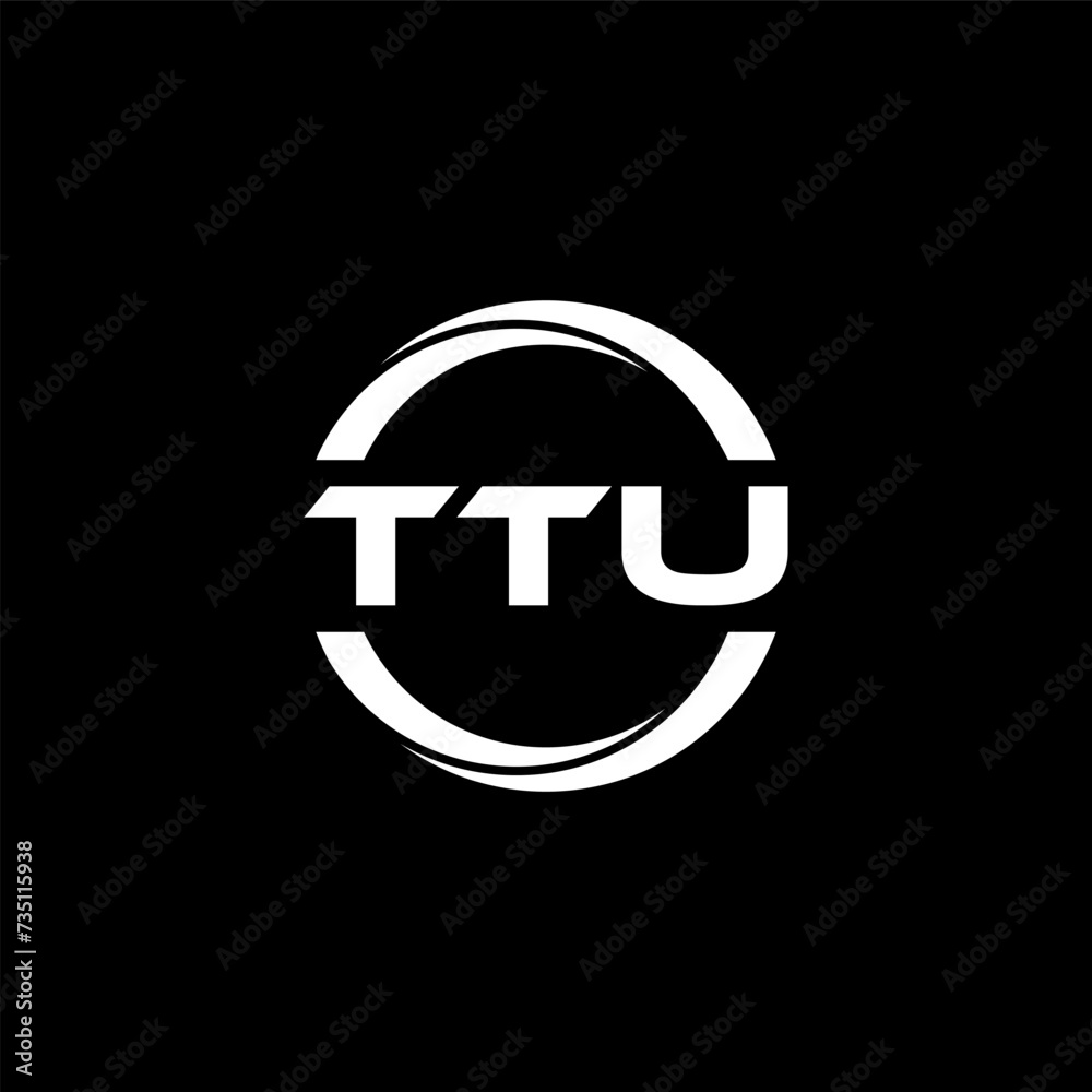 TTU letter logo design with black background in illustrator, cube logo, vector logo, modern ...