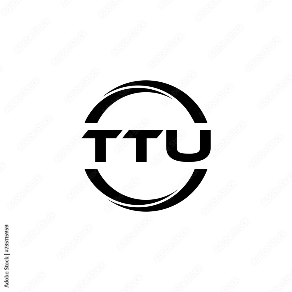 TTU letter logo design with white background in illustrator, cube logo ...