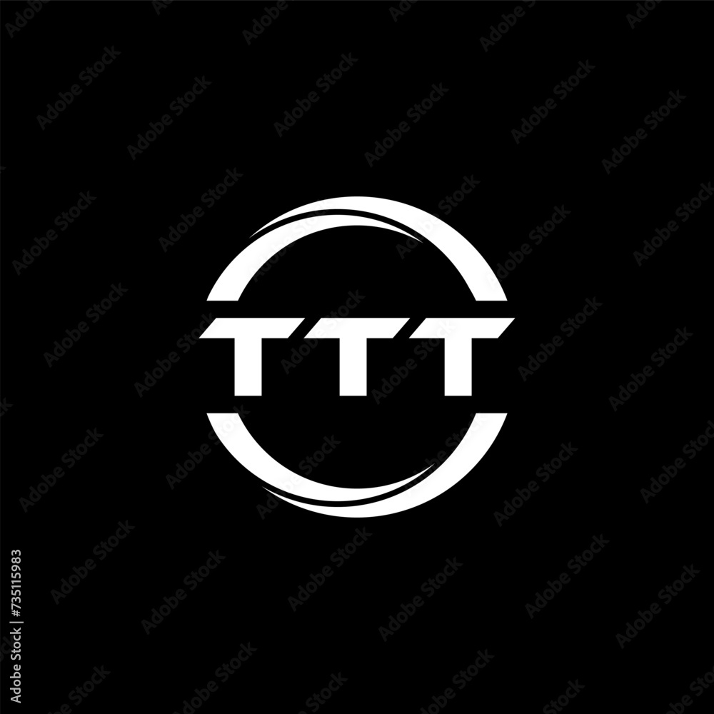 TTT letter logo design with black background in illustrator, cube logo ...