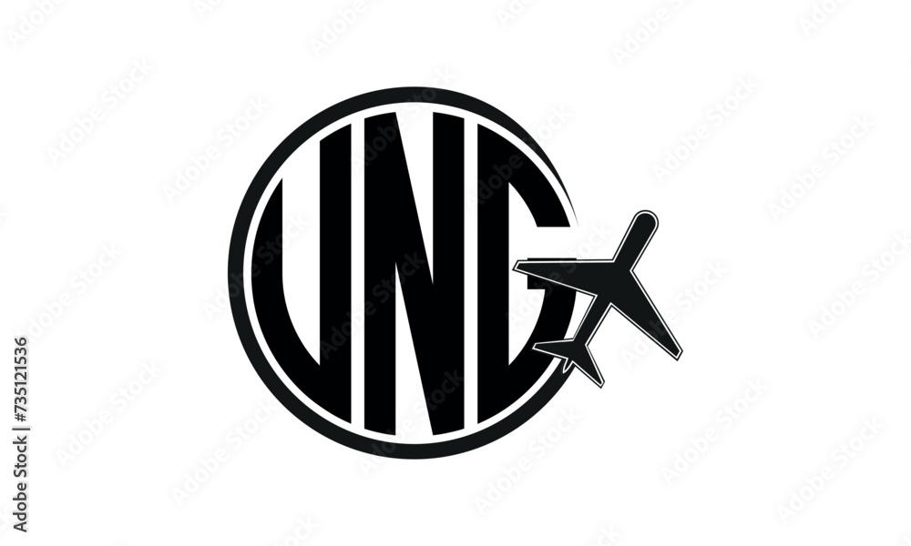 UNG three initial letter circle tour & travel agency logo design vector ...