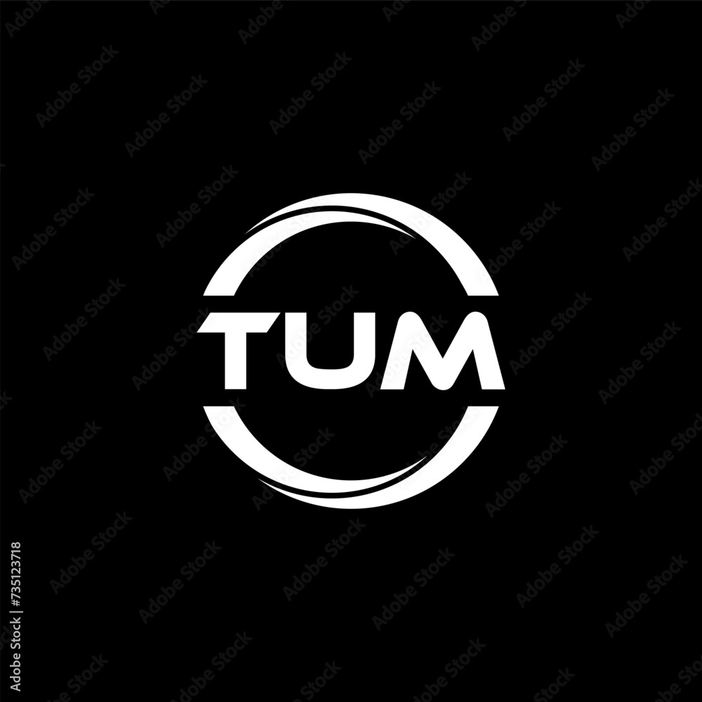 TUM letter logo design with black background in illustrator, cube logo ...