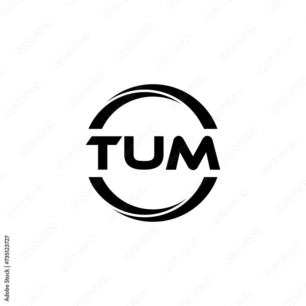 TUM letter logo design with white background in illustrator, cube logo ...
