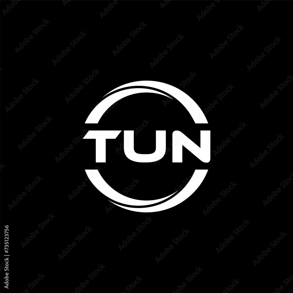 TUN letter logo design with black background in illustrator, cube logo ...