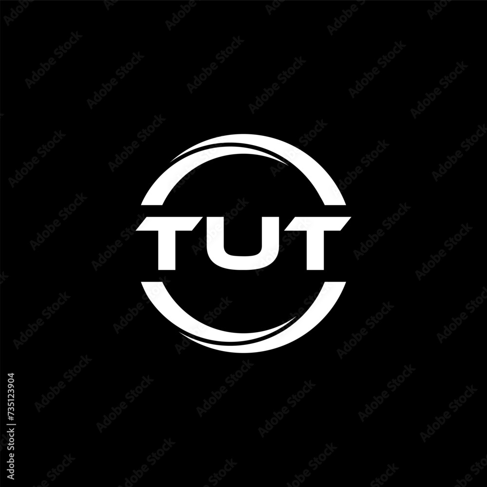 TUT letter logo design with black background in illustrator, cube logo ...