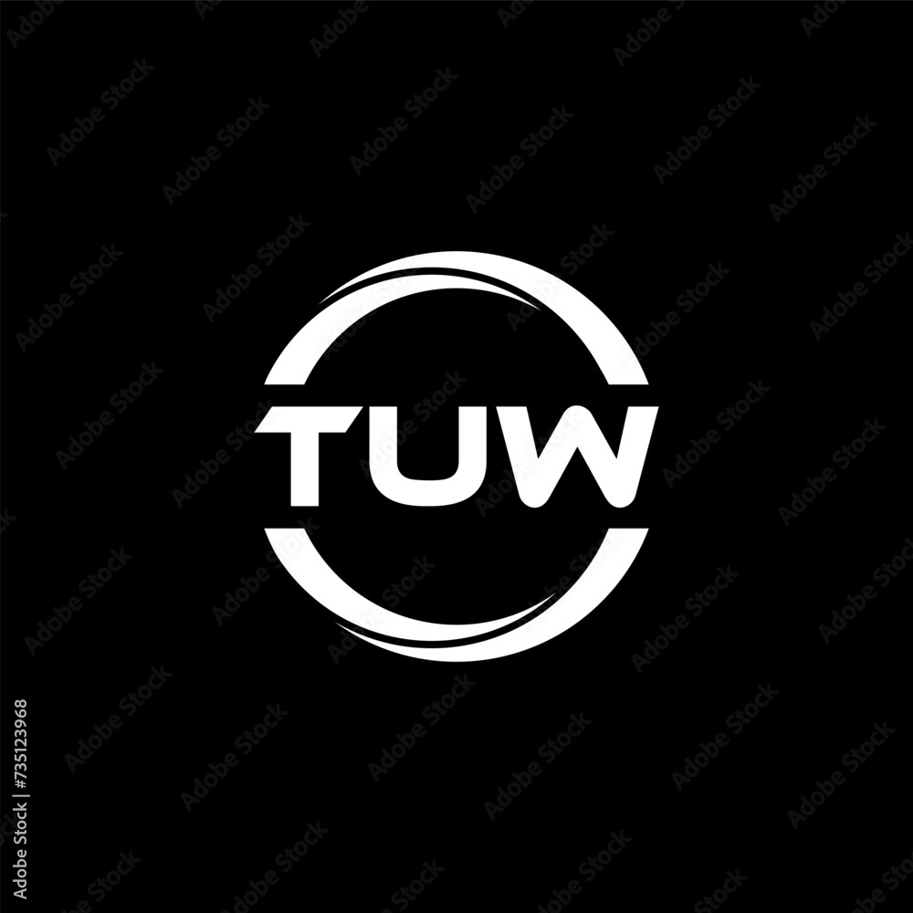 TUW letter logo design with black background in illustrator, cube logo ...