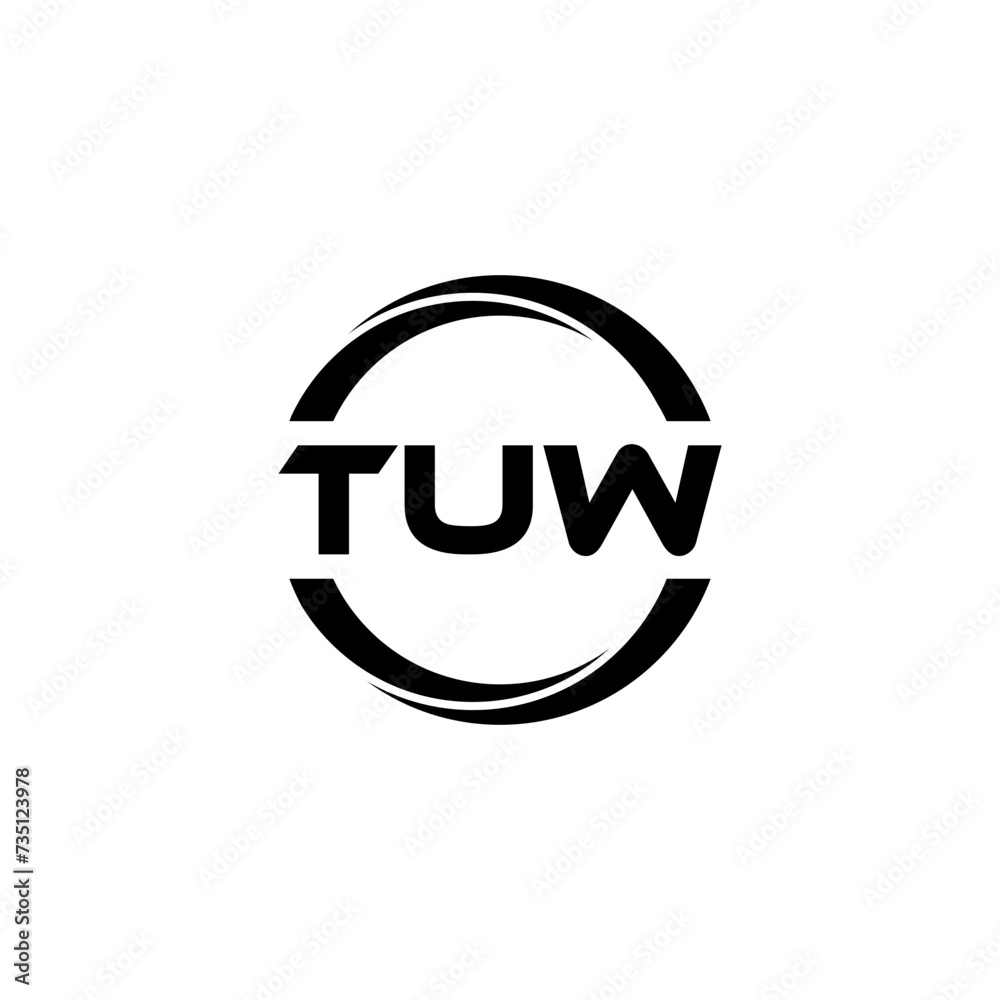 TUW letter logo design with white background in illustrator, cube logo ...