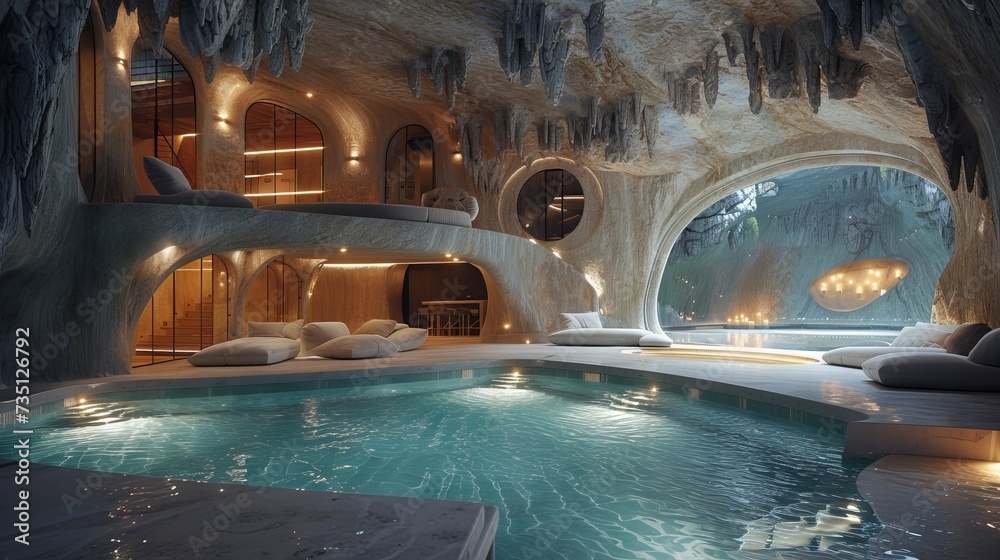 ภาพประกอบสต็อก modern underground nuclear bunker designed in the style ...