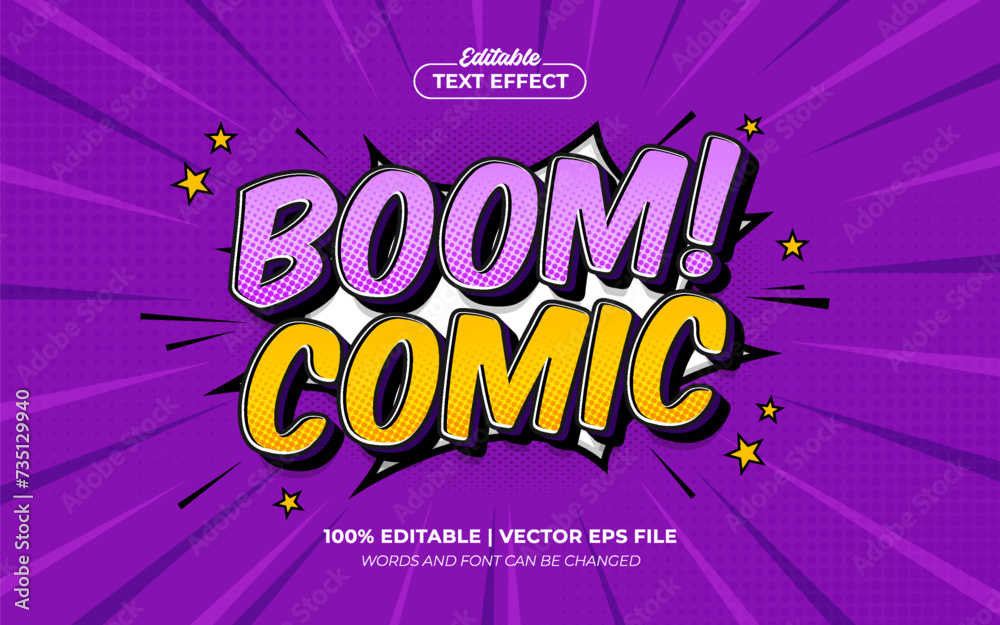 Boom Comic 3d Cartoon Pop Art Editable Text Effect Template Style ...