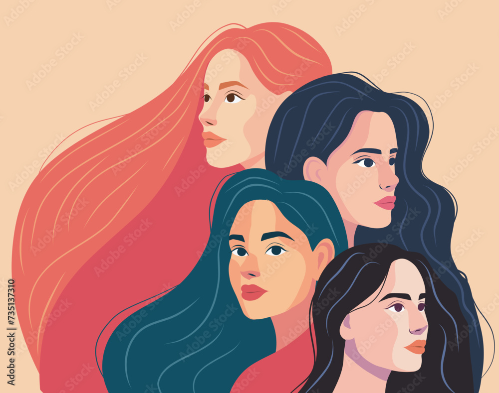 Happy International Women's Day vector illustration of women with ...