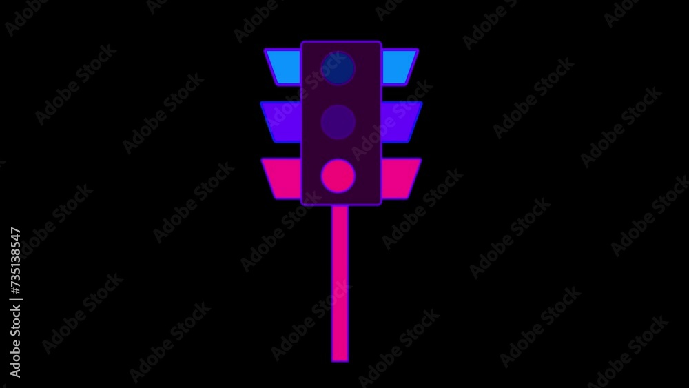 Animation of Traffic Light on black background. Traffic light icon lamp ...