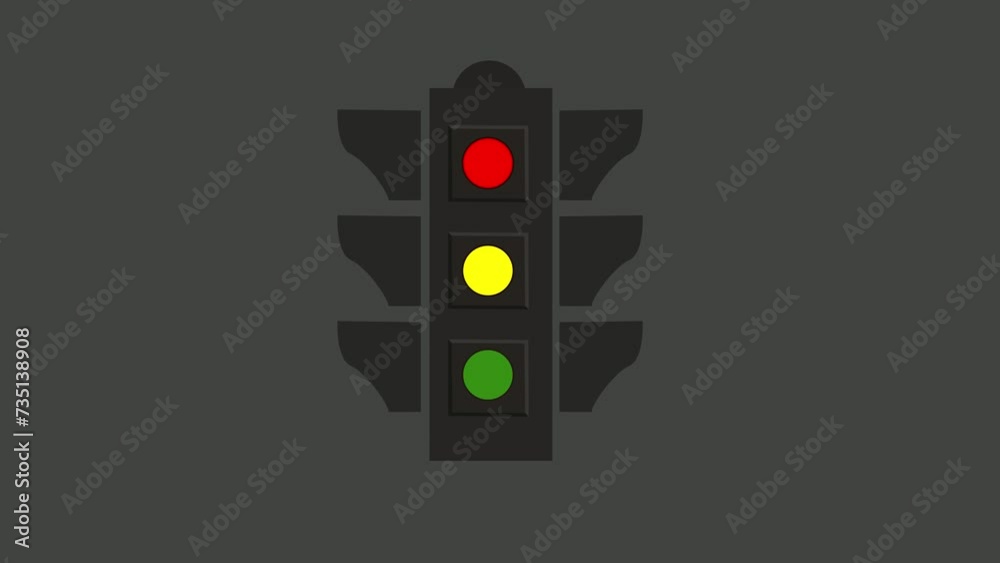 Animation of Traffic Light on black background. Traffic light icon lamp ...