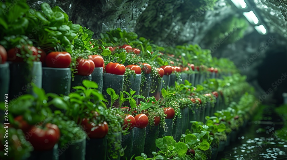 eco farm of vegetables and other products grown in an underground ...
