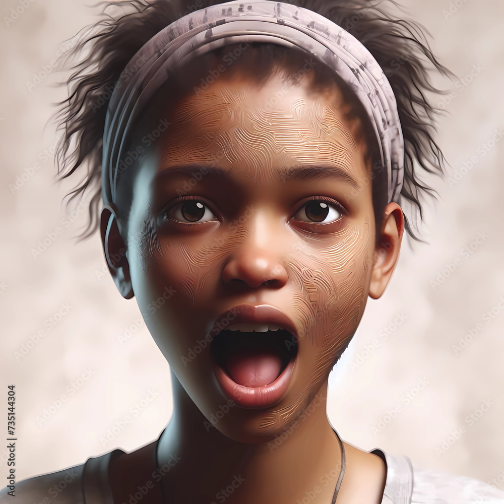 mujer, cara, beldad, sonrisa, sonriente, boca, diente, niño, close-up ...