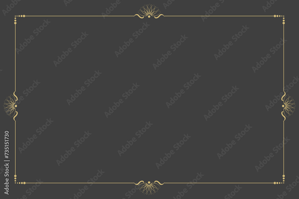 Rectangle border frame design concept of lotus flower and lines ...