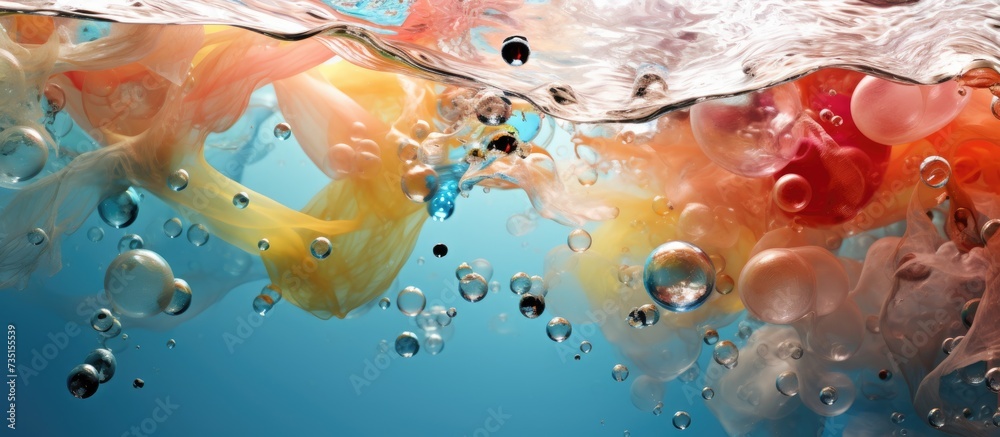 Macro shot on a bunch of microplastics that cannot be recycled Close up ...