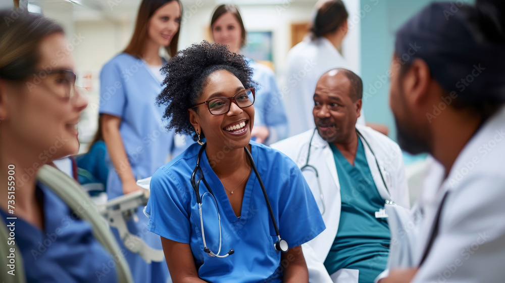 A hospital setting comes alive with a diverse group of healthcare ...