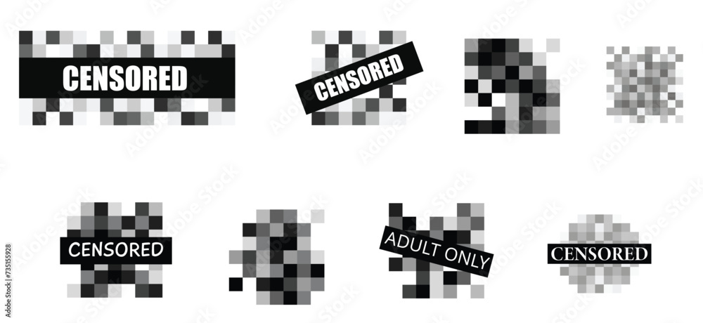 Censored pixel signs. Censorship rectangle background. Pixelation ...