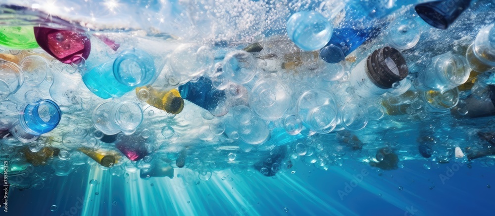 Macro shot on a bunch of microplastics that cannot be recycled Close up ...