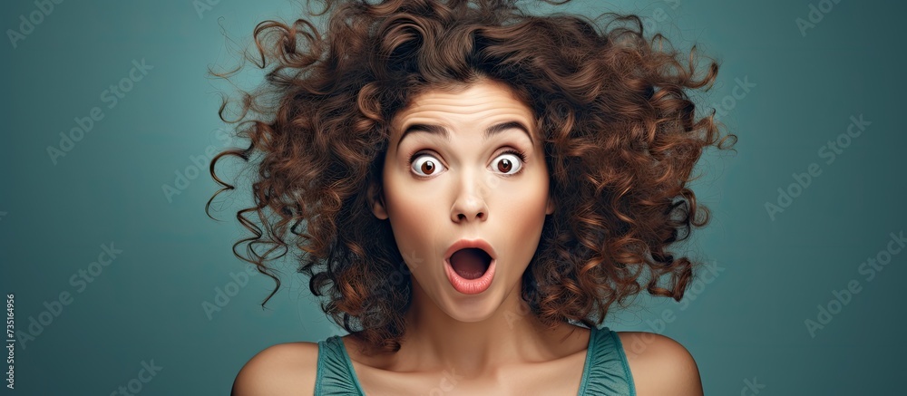 Woman surprise showing product Beautiful surprised wonder and shocked ...