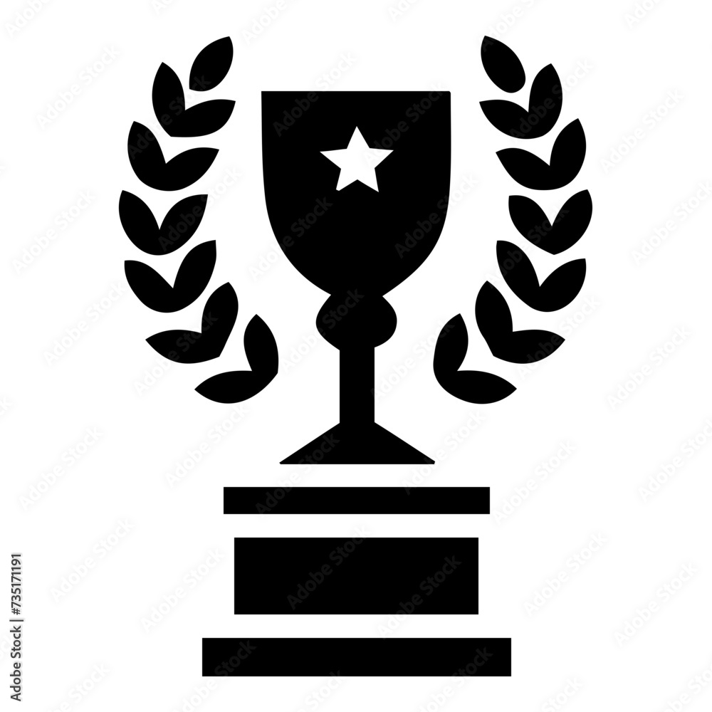 Stunning Award Vector Icon: Elegant Trophy and Ribbon Graphics for ...