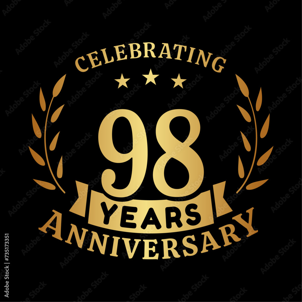 98th anniversary celebration design template. 98 years vector and ...