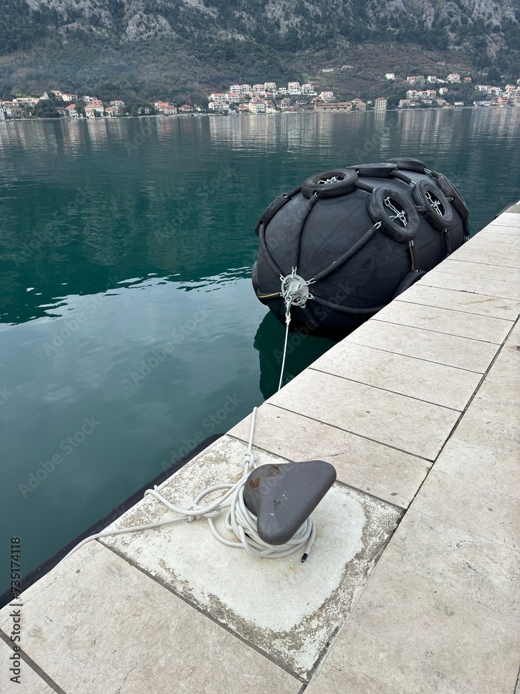 Montenegro Kotor Bay port berth An air-filled balloon or device of ...