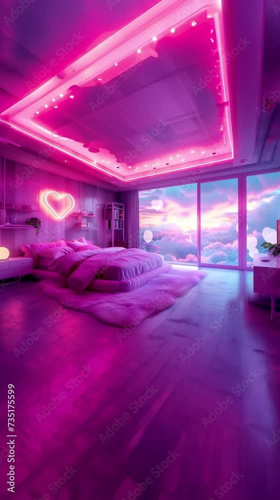 vtuber, lo-fi, bedroom, neon lights, cozy ambiance, digital art ...
