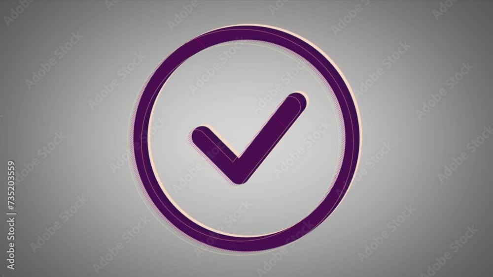 Vidéo Stock Purple check mark in a circle animated on a grey background ...