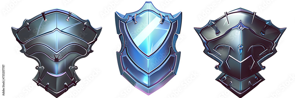 Set of shields cut out isolated on transparent background, Protect and ...