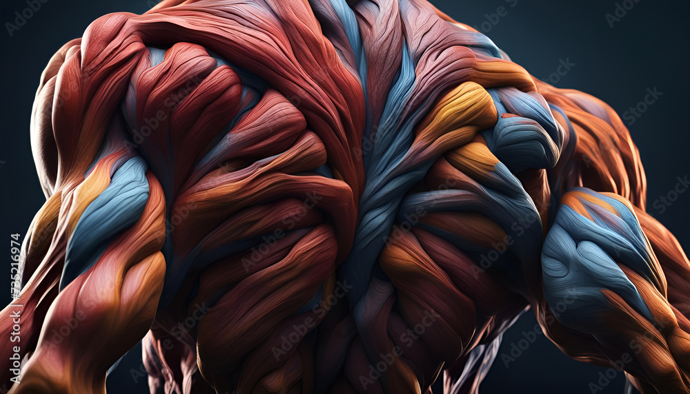 Muskulatur Muskeln Fasern Vorlage Hintergründe medizinisch 3D human ...