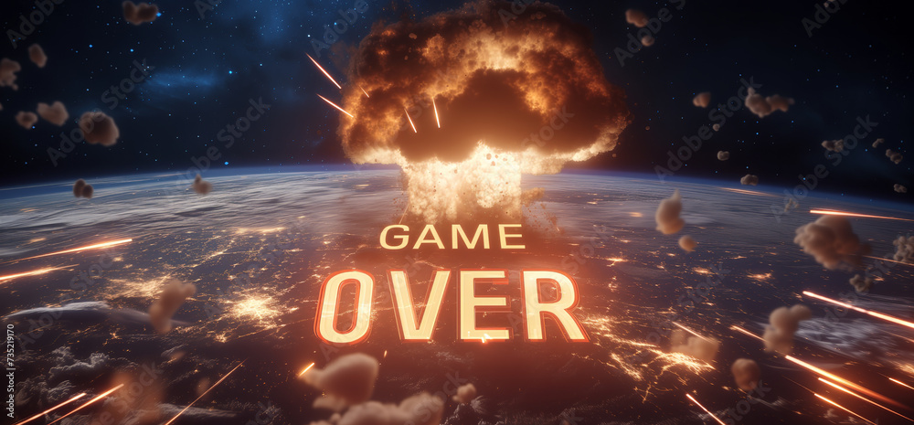 Atomic Bomb, Nuclear explosion, Space view, Outside planet Earth ...