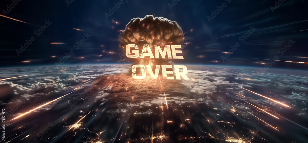 Atomic Bomb, Nuclear explosion, Space view, Outside planet Earth ...